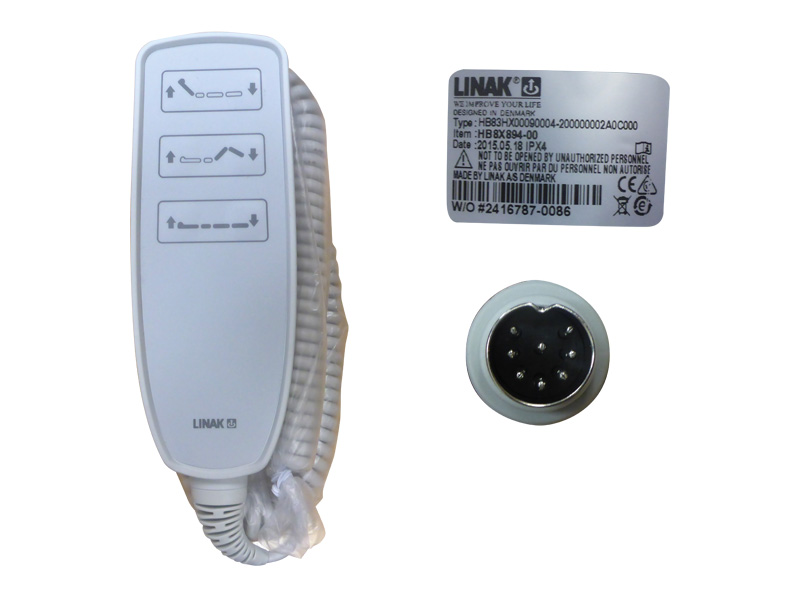Handset, 6 Button, Grey, 8 Pin DIN (Round) Plug, Linak HB80