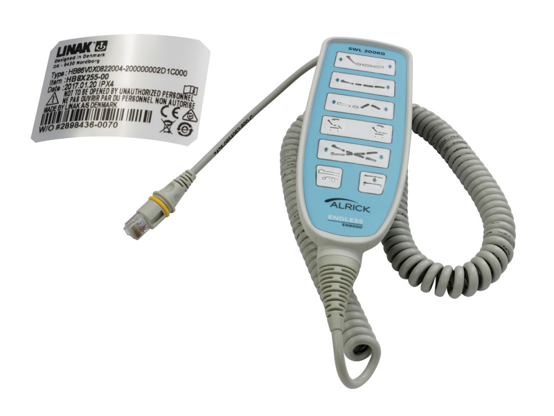 Handset, 12 Button, Grey [Blue], 10 Pin Modular (Flat) Plug, Linak HB80 ...