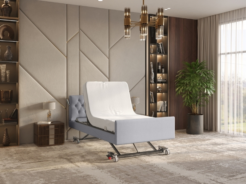 Unicare Xcel 3 Pro Nursing Bed - Floorline, Single, Charcoal