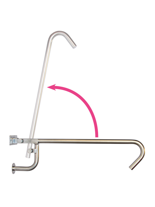 Ansa Drop Down Rail: Left Hand, Stainless Steel, Safety Lock