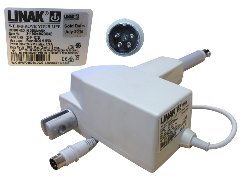 Linear Actuator, 200mm (8in.), Grey, 4 Pin Round Plug, Linak LA31