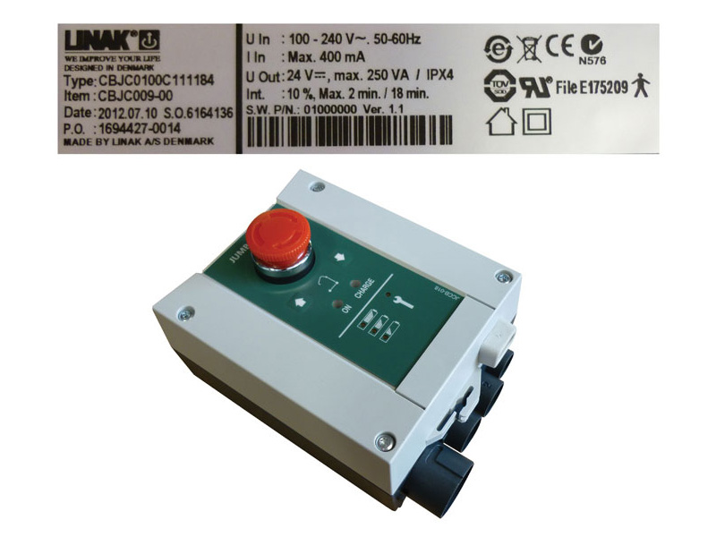 Control Box, 1 Channel, LED Display, Inbuilt Charger, Green, Linak ...