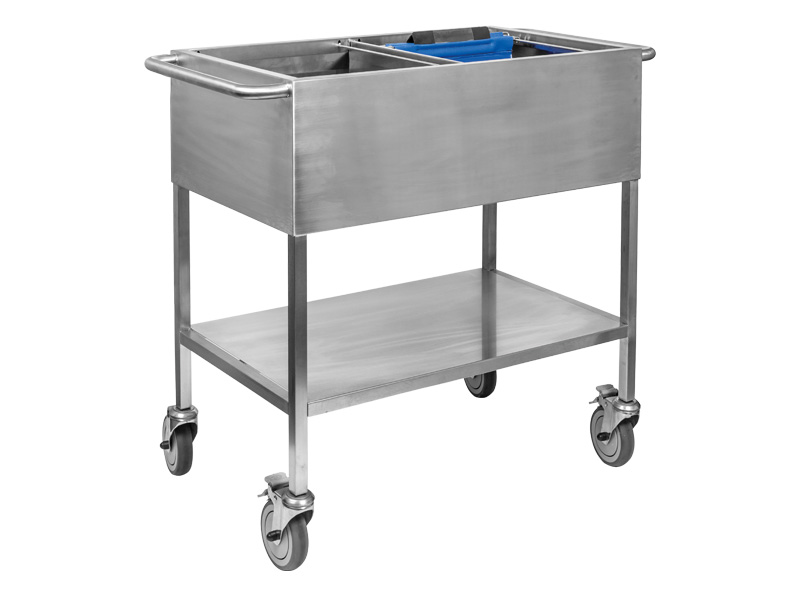 Juvo Chart Trolley: 2-Compartment, Stainless Steel