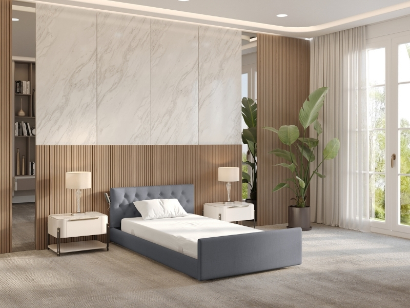 Nursing Bed Complete, Floorline, Wide, Upholstered Slate, Xcel 3 Pro