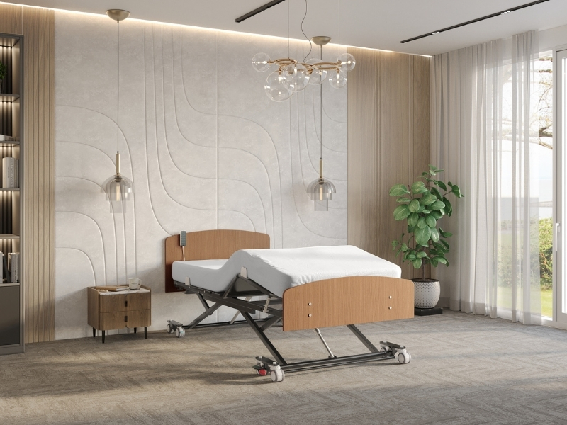 Nursing Bed Complete, Floorline, King Single, Timber Prime Oak, Xcel 3 Pro