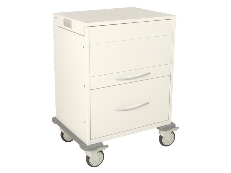 Record Cart, Standard, Top Loading, 2 Drawers, White, Unicart