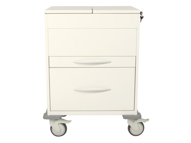 Record Cart, Standard, Top Loading, 2 Drawers, White, Unicart