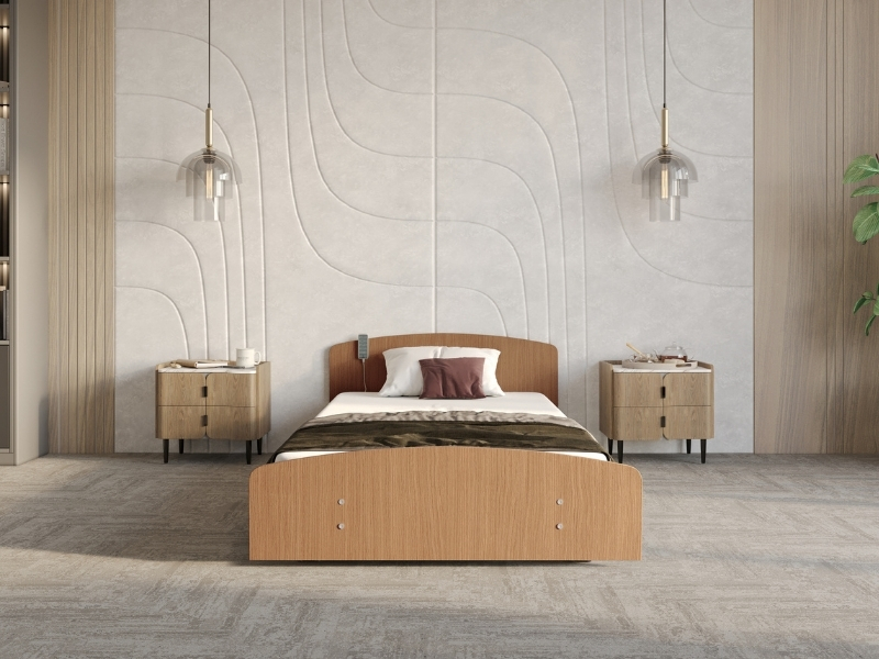 Floorline Single Nursing Bed Prime Oak Xcel 3 Pro | Unicare