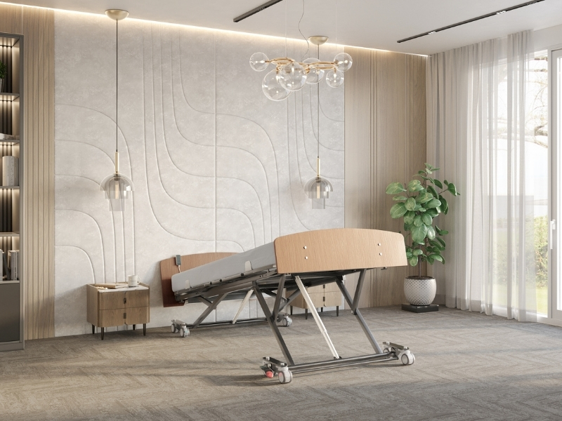 Floorline Single Nursing Bed Prime Oak Xcel 3 Pro | Unicare