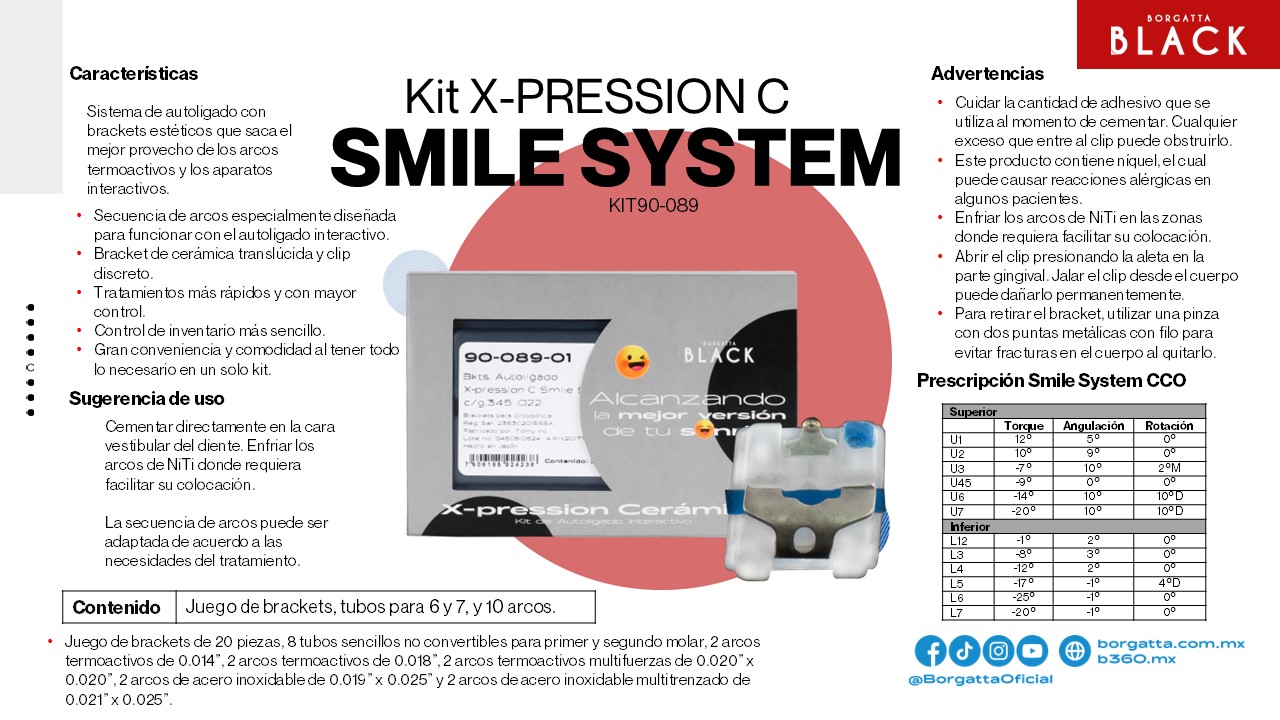 Juego de brackets X-pression “C” CCO c/g.345 .022