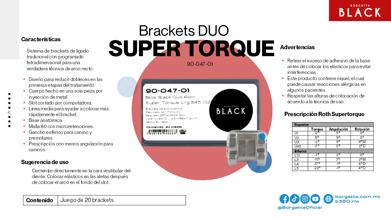 Juego de brackets Black Duo Roth super torque c/g.345 .022