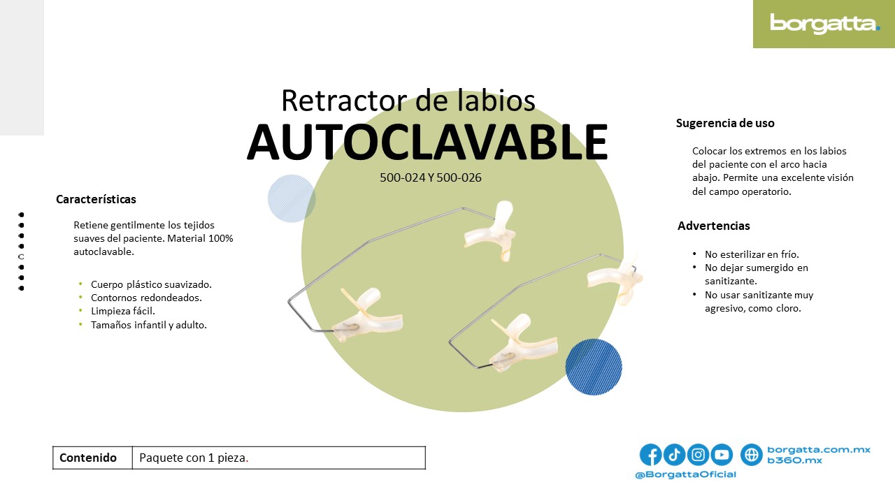 Retractor de labios autoclavable