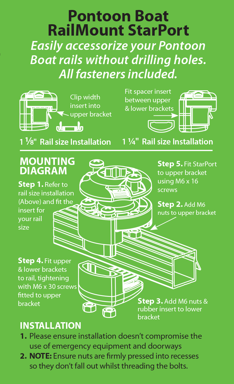 Pontoon Boat RailMount StarPort 28-32 | RAILBLAZA Canada