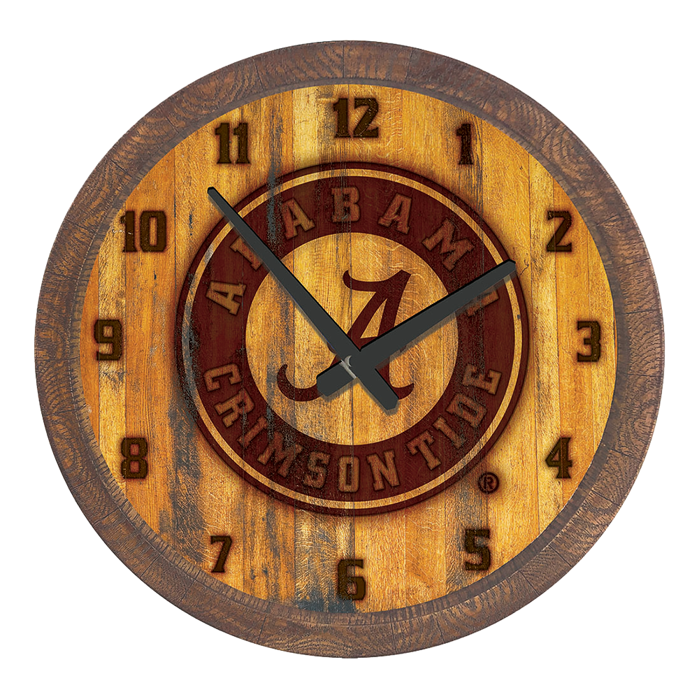 Alabama Crimson Tide Seal - Branded ""Faux"" Barrel Top Wall Clock