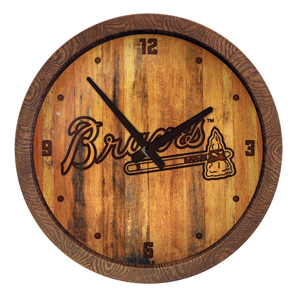 Atlanta Braves Branded ""Faux"" Barrel Top Clock