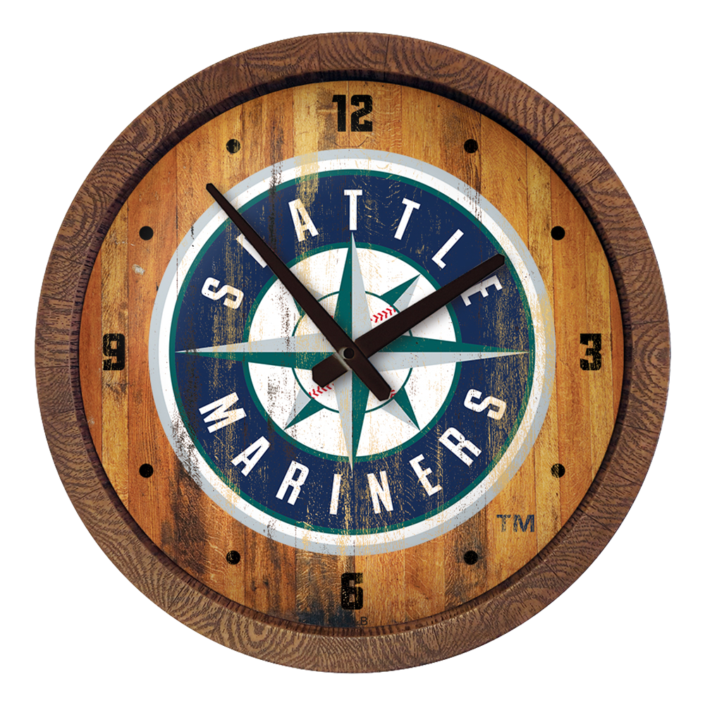 Seattle Mariners Weathered "Faux" Barrel Top Clock