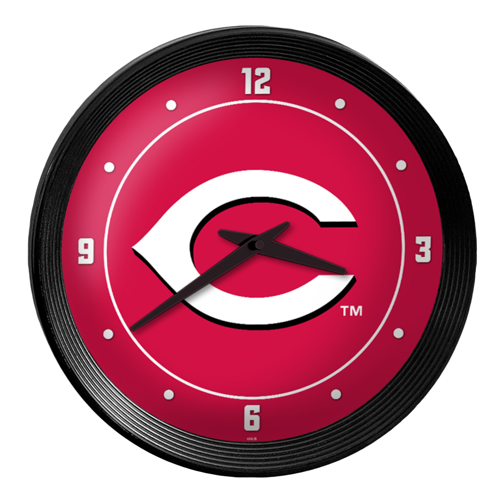 Cincinnati Reds Logo - Ribbed Frame Wall Clock