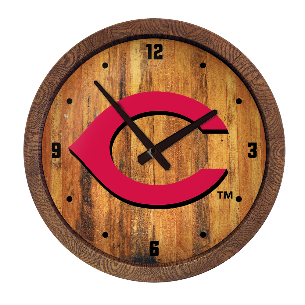 Cincinnati Reds: Logo - "Faux" Barrel Top Clock