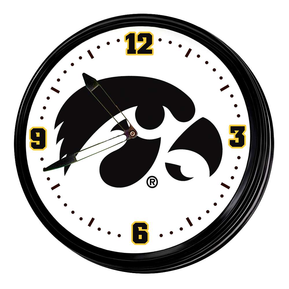 Iowa Hawkeyes Retro Lighted Wall Clock