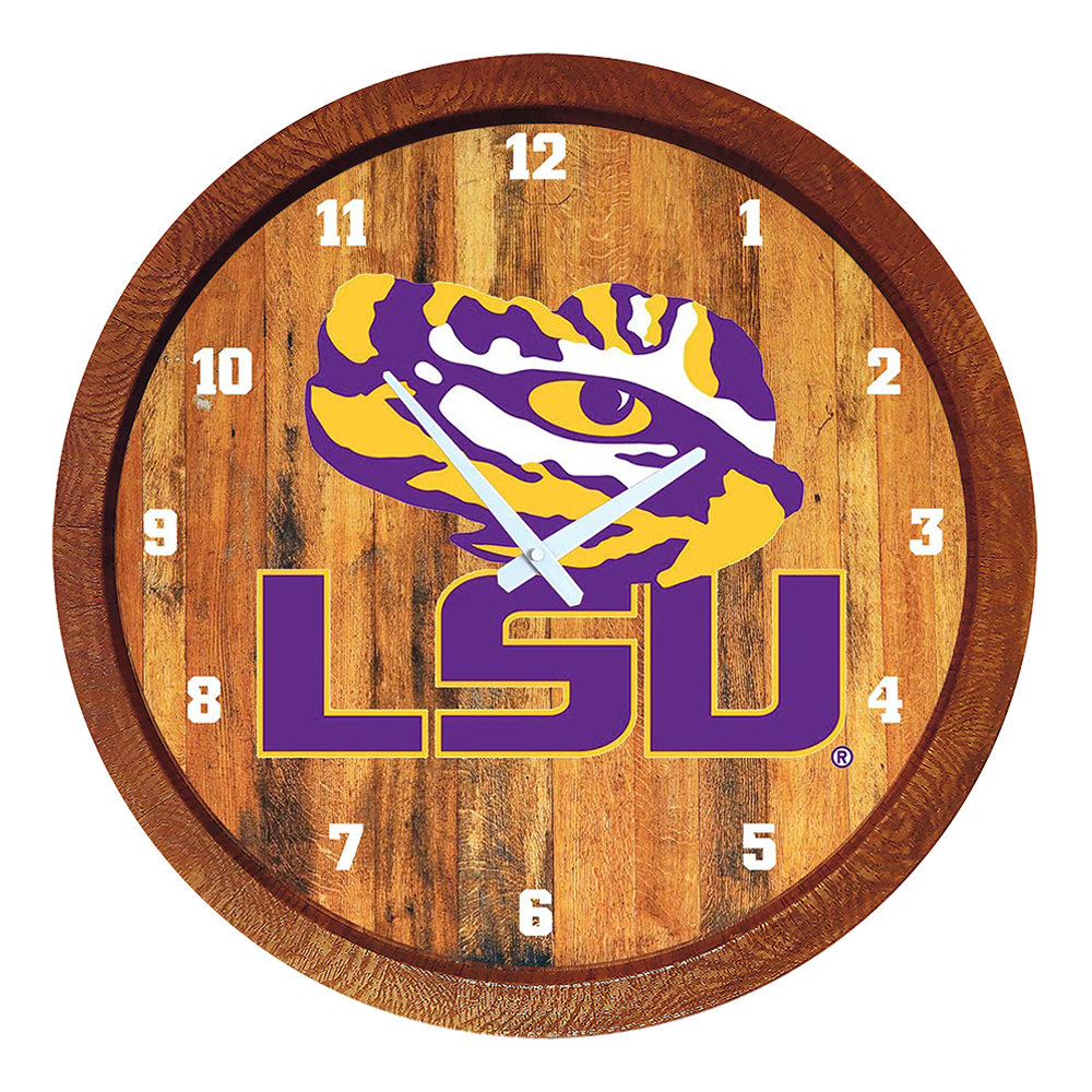 LSU Tigers "Faux" Barrel Top Wall Clock